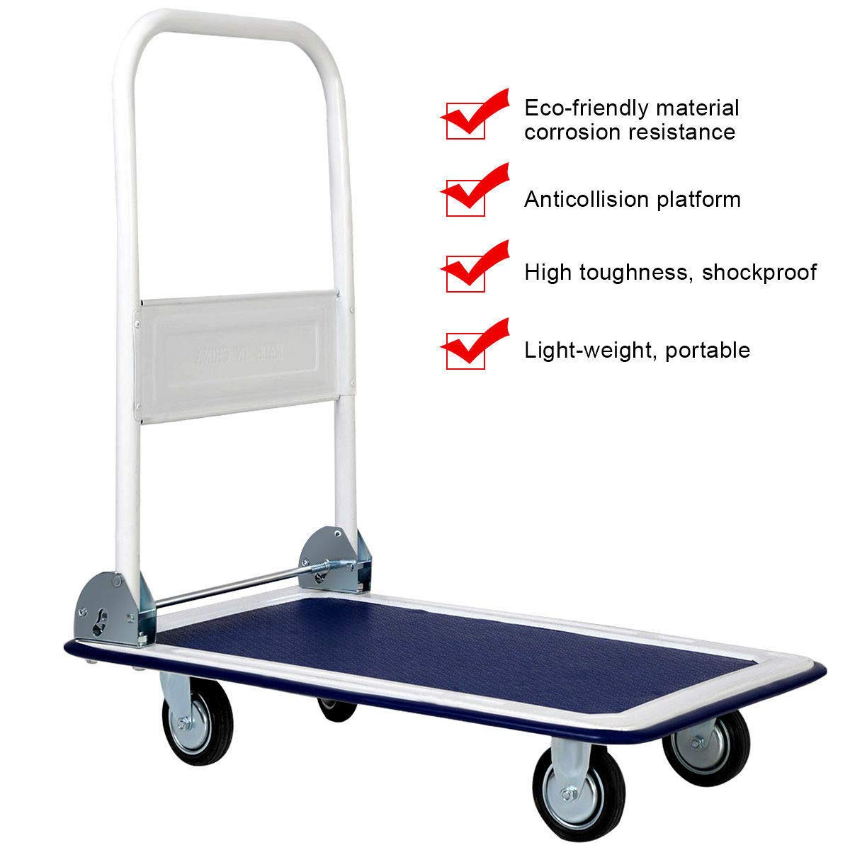 TimmyHouse Push Cart Dolly Platform Hand Truck Warehouse Mover Heavy Duty Folding Warehouse