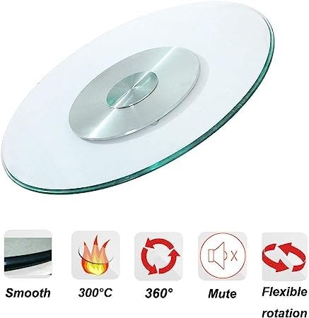 VERDDE Tempered Glass Lazy Susan 20in 30in 40in For Dining Table Swivel Turntable Serving Plate Round Transparent Rotating Tray 50cm~100cm - Heavy Duty (Size : 50cm/20in)