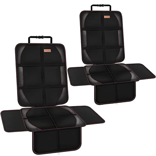 Spotmart Car Seat Protector Covers - for Child Carseat mat 600d Fabric Waterproof Non Slip Thickest Padding with Storage Pockets Durable Cushion Protectors Large Size Prevent Dirt (Black Red Line 2)