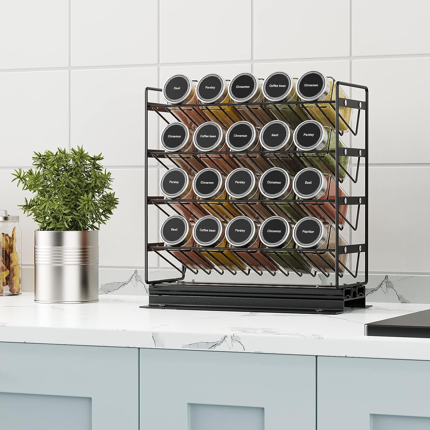 Vetacsion 4 Tier Pull Out Spice Rack Organizer for Cabinet 10 inch Wide, Detachable Double Facing, Metal