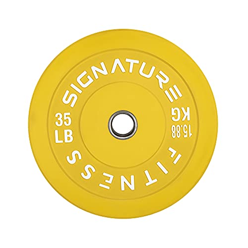 Signature Fitness 2" Olympic Bumper Plate Weight Plates with Steel Hub, 35LB Single, Colored