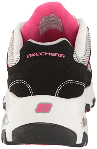 Skechers womens D'lites - Life Saver Memory Foam Lace-up Sneaker,Black/Pink,8 M US