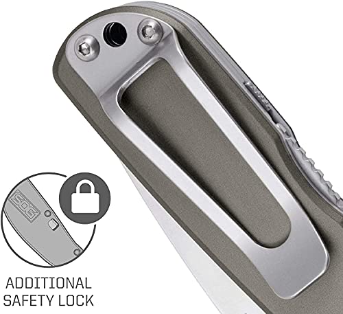 SOG TWI8-CP Twitch II 6.20 Inch EDC Folding Knife, silver