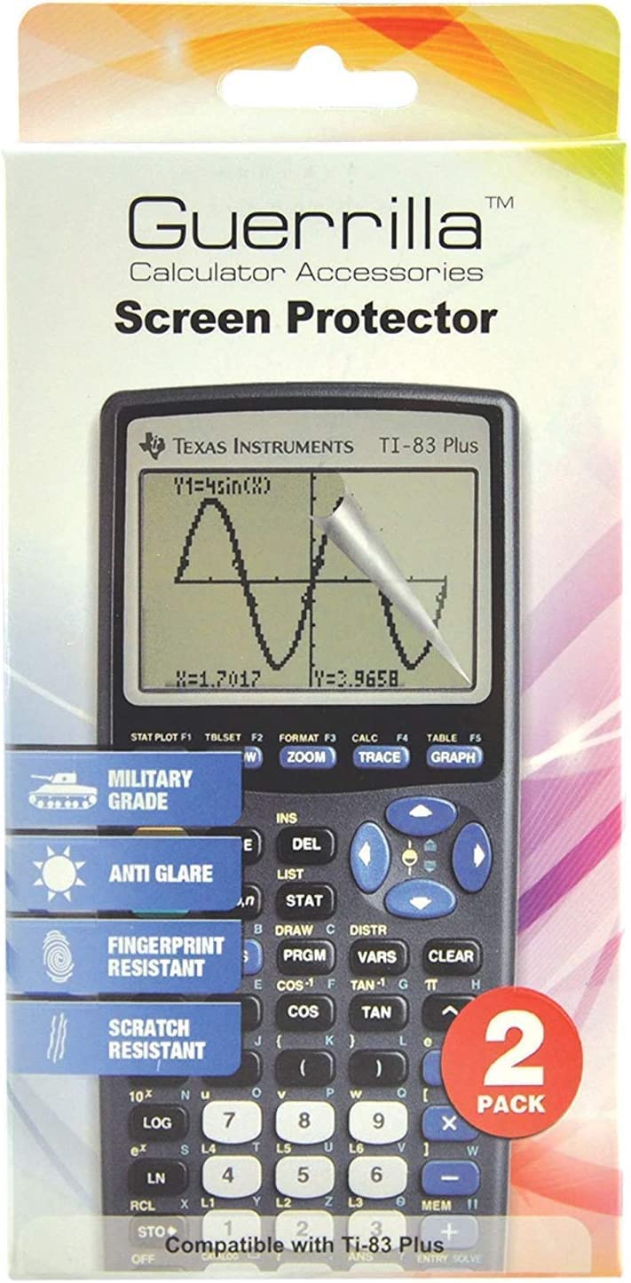 TI 83 Plus Graphing Calculator with Guerrilla Military Grade Screen Protector Set, Certified Reconditioned (Old Model)
