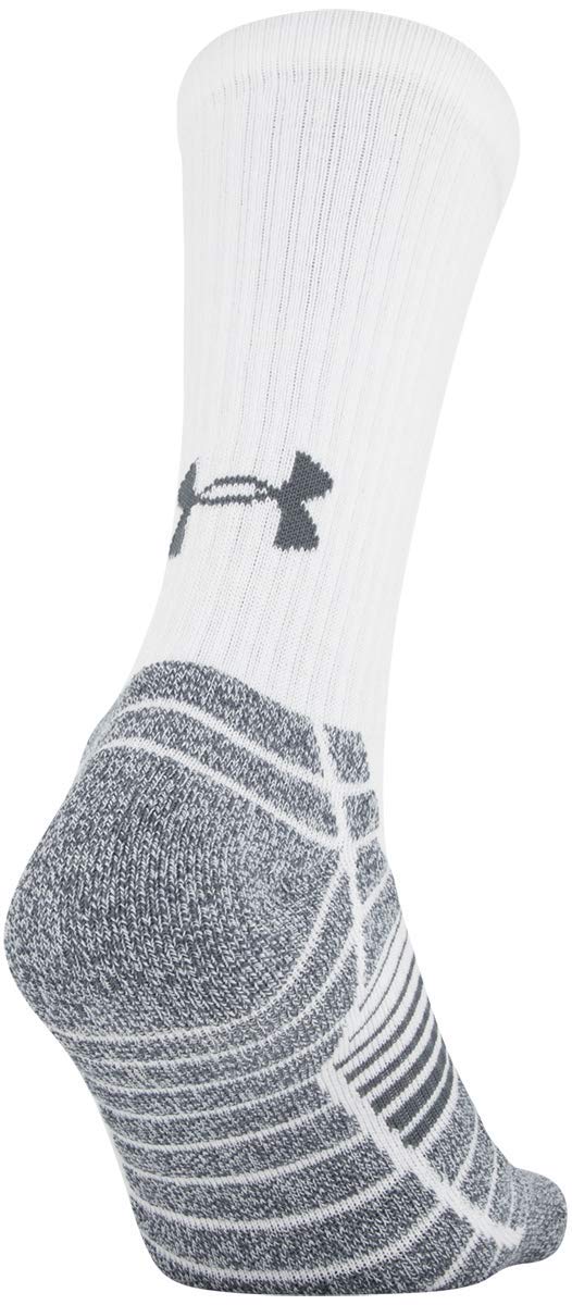Under Armour Adult Elevated Performance Crew Socks, 3-Pairs , White/Pitch Gray , Medium
