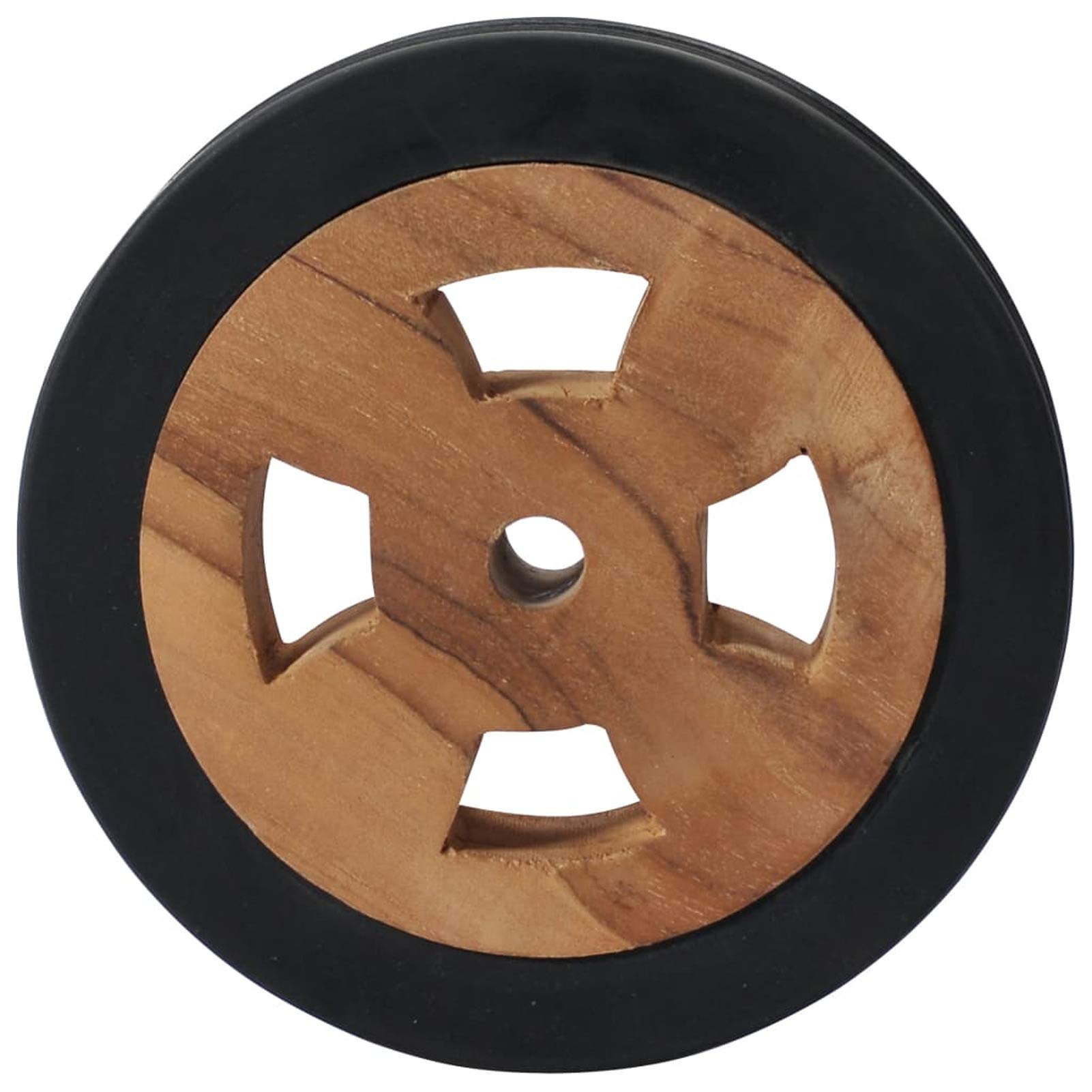 Tidyard 2 Piece Sunlounger Spare Wheels Solid Teak Wood Wheels Wrapped with Rubber Set Sun Lounger for Patio, Garden