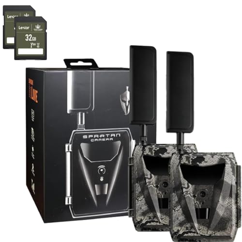 Spartan GoLive 4G LTE Trail Cameras,Live-Streaming, Anti-Theft GPS, On-Demand Image&Video Capture,Real-time Updates,Built-in Lithium Battery,Blackout with 32GB SD Cards - 2 PK (Verizon)