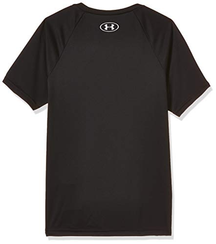 Under Armour Boys' Tech Big Logo Short Sleeve Gym T-Shirt, Black (001)/White, Youth Medium