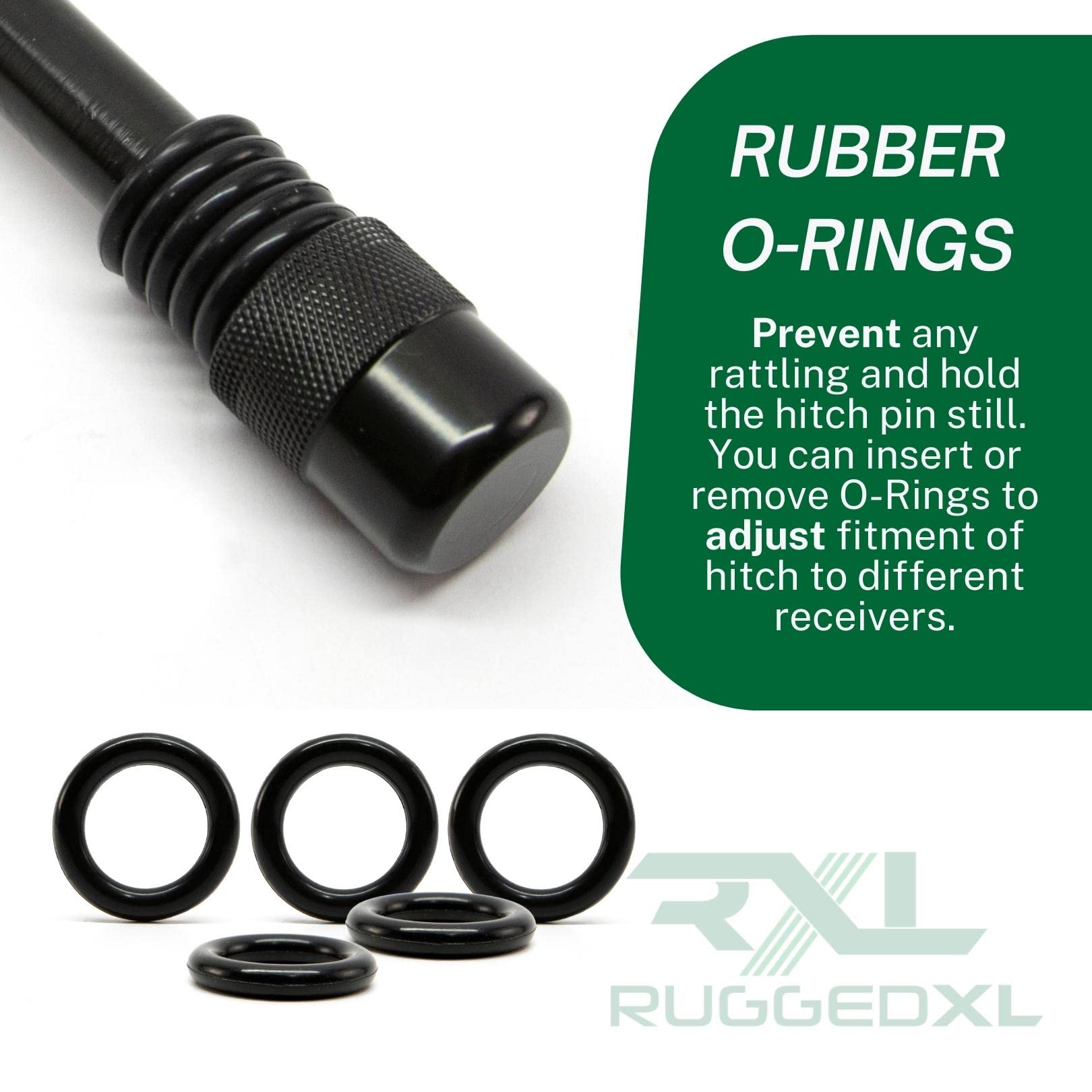 Tiger Lock 5/8" Black Trailer Hitch Locking Pin - Anti-Rattle Tow Hitch Receiver Lock, fits Class III - V Hitches with 2" and 2.5" Receivers