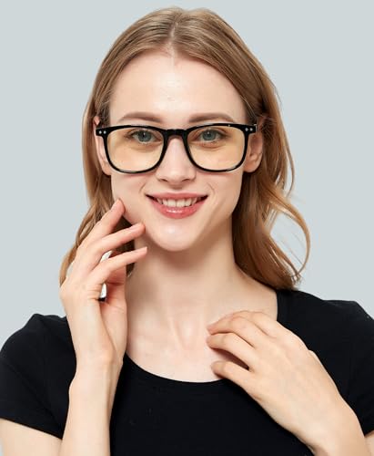 TIJN Blue Light Glasses 2 Pack Square Lightweight Computer Screen Glasses for Women Men Teens Anti Eyestrain