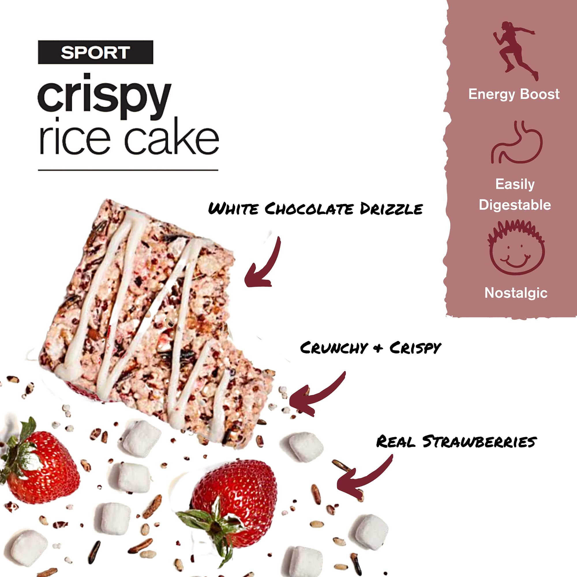 Skratch Labs Crispy Rice Cake | Strawberry | (8-Pack) Marshmallow Treat with Crunchy Rice Blend & Quinoa for Endurance Activities, Backpacking, and Hiking Snacks | Gluten Free, Dairy Free