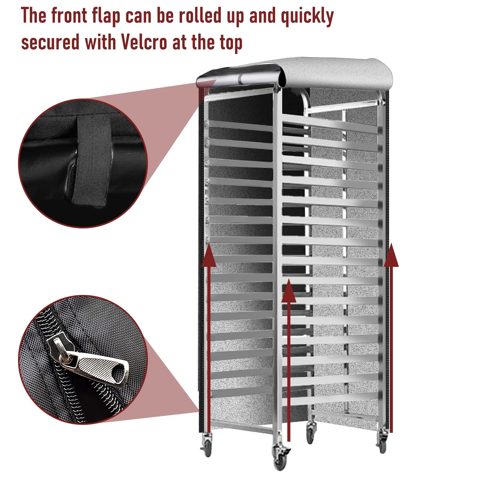 Vainlley Pan Rack Cover Waterproof Bread Rack Cover Upgraded Dust-proof Bun Pan Rack Cover 28 D x 23 W x 61 H Black