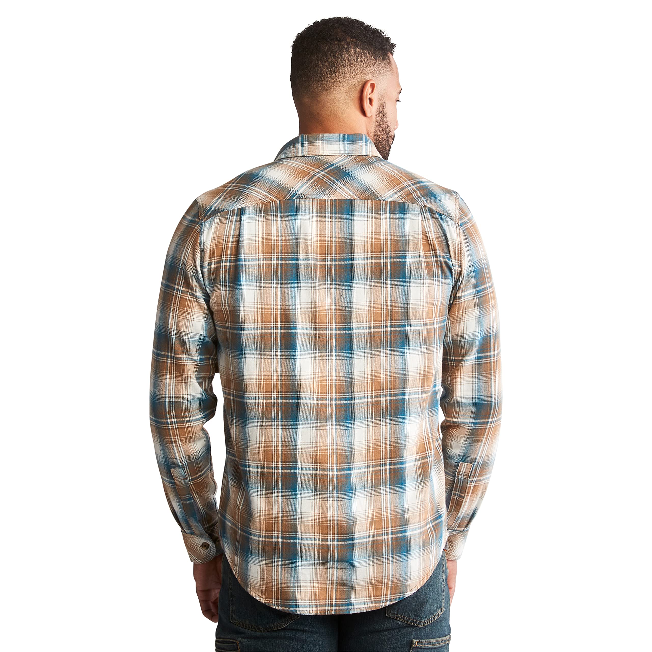 Timberland PRO Men's Size Woodfort Mid-Weight Flannel Work Shirt, Navy Buffalo Check, X-Large Tall