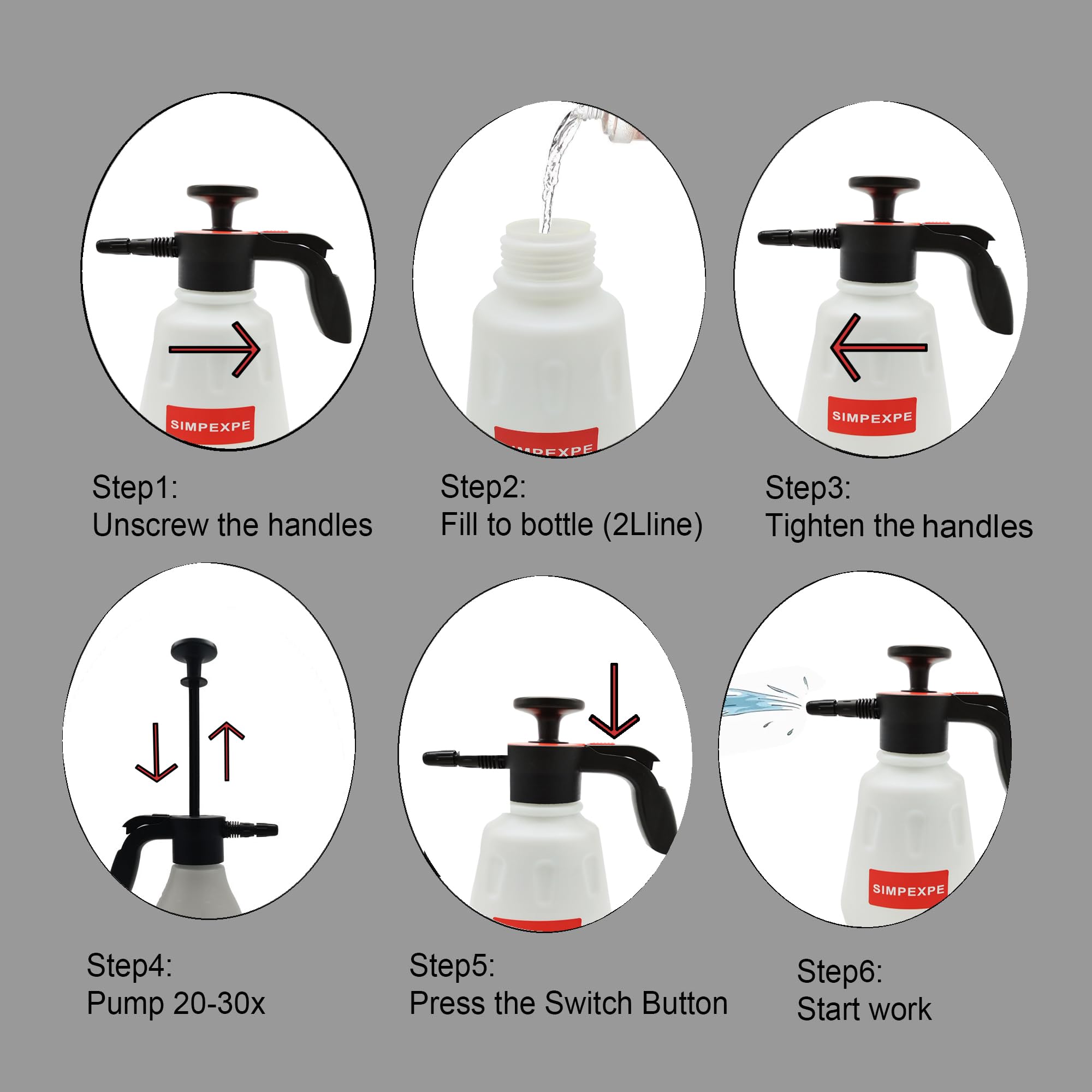 SIMPEXPE Handheld Garden Pump Sprayer, Lawn & Garden Pressure Water Spray Bottle with Adjustable Plastic Nozzle for Plants and Other Cleaning Solutions 0.5 Gal 2L