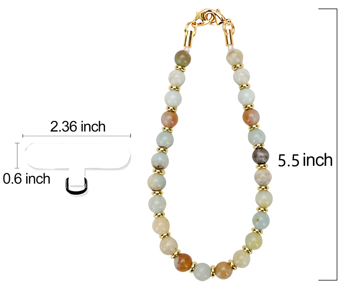 VICHUNHO Marble Beaded Phone Wrist Strap, Cellphone Lanyard with Tether Tab, Hands-Free Wristlet Bracelet