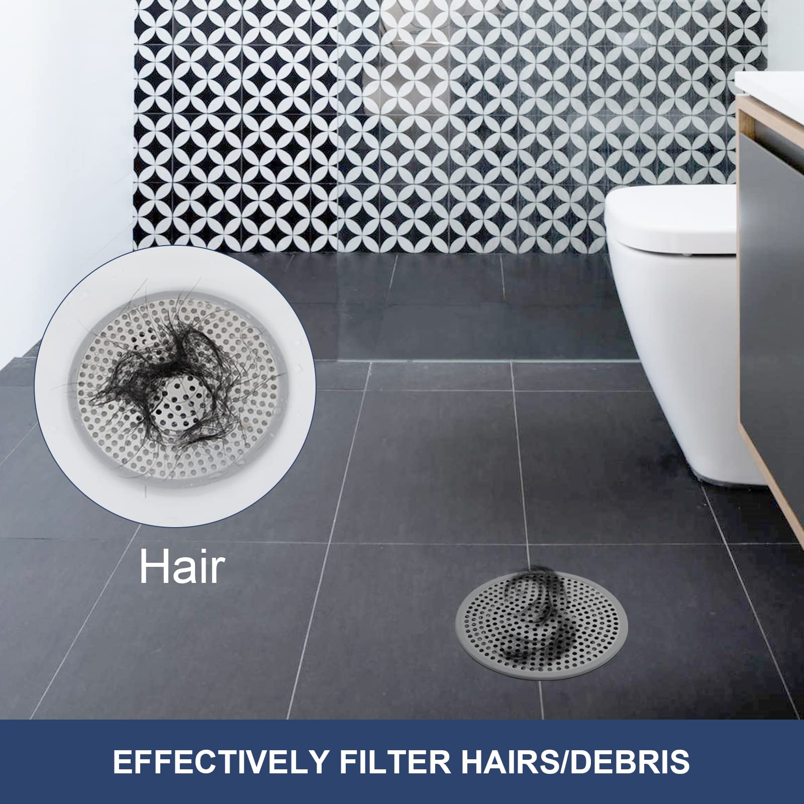 WINDALY 3 Pack of Shower Drain Hair Catcher/Cover/Strainer, Stall Drain Protector/Cover, Stainless Steel (3 Pack)