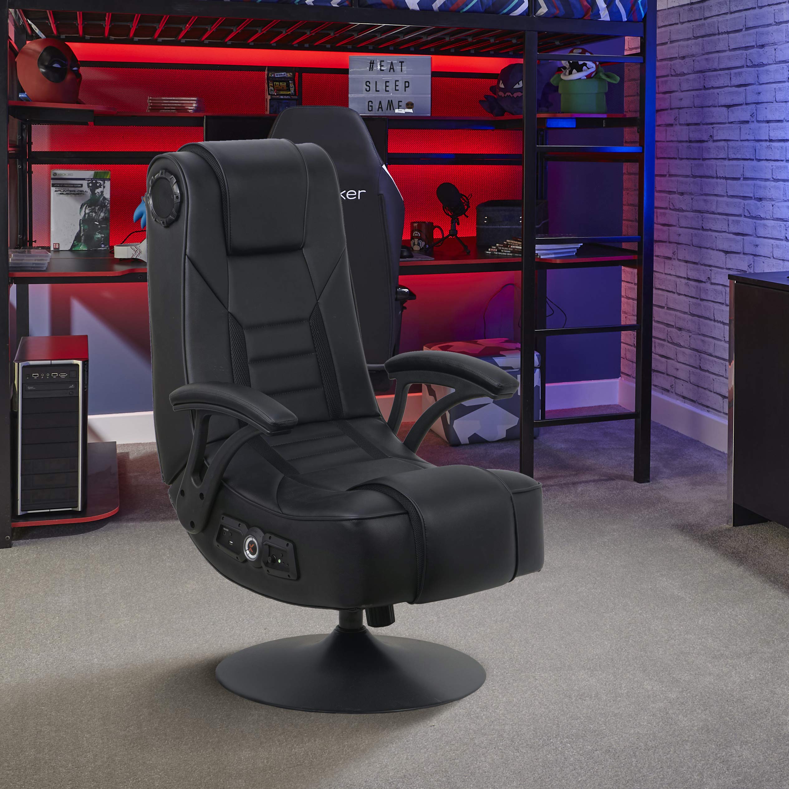 X Rocker PC Office Computer Gaming Chair Mammoth 2.1 BT Pedestal, 32.28" x 25.98" x 41.34", Black
