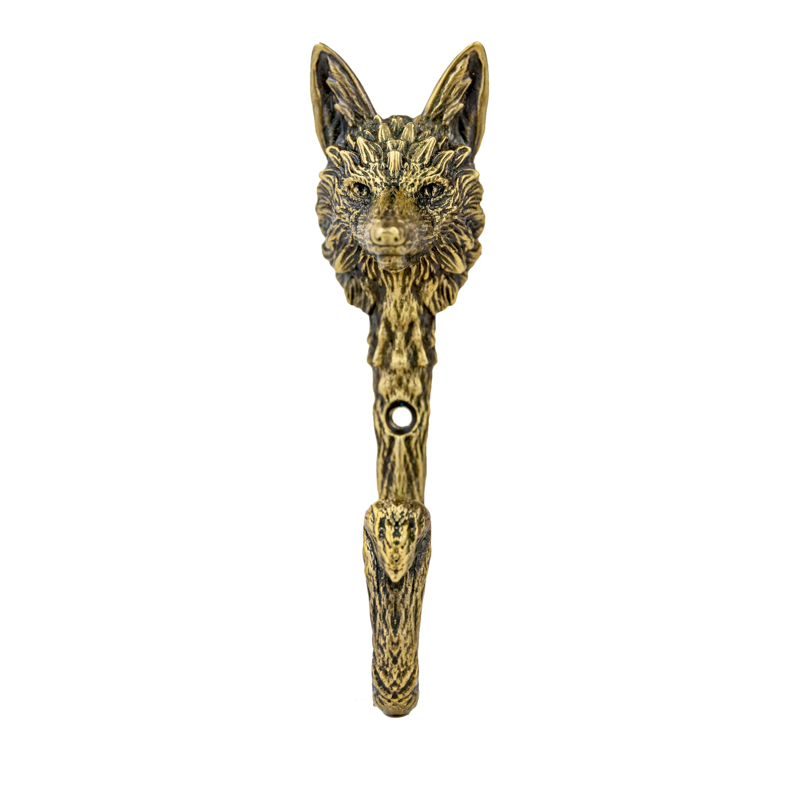 Solid Brass Fox Hook β Large Size, Handcrafted with Exquisite Fox Head Shape and Functional Tail.