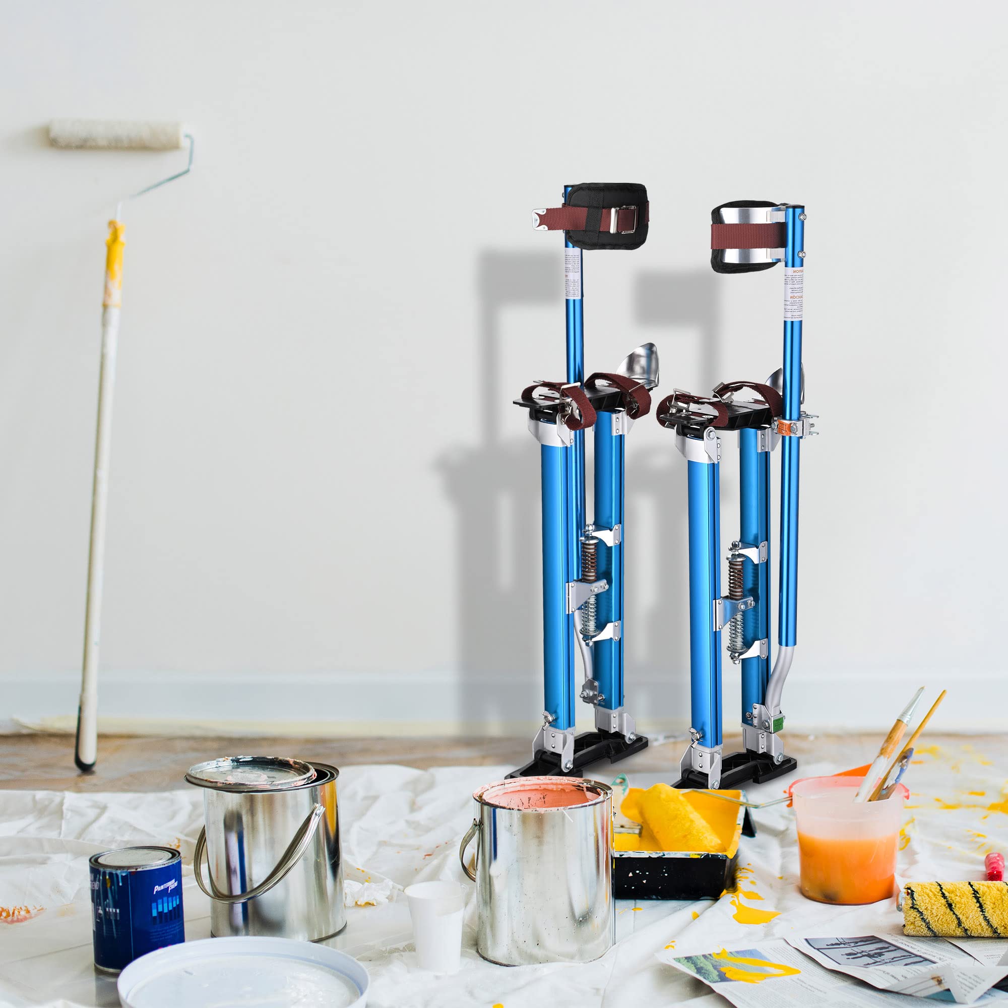 WeChef 24" - 40" Drywall Stilts Height Adjustable Lifts Aluminum Tool Non slip for Cleaning Painting Pruning Branches Blue