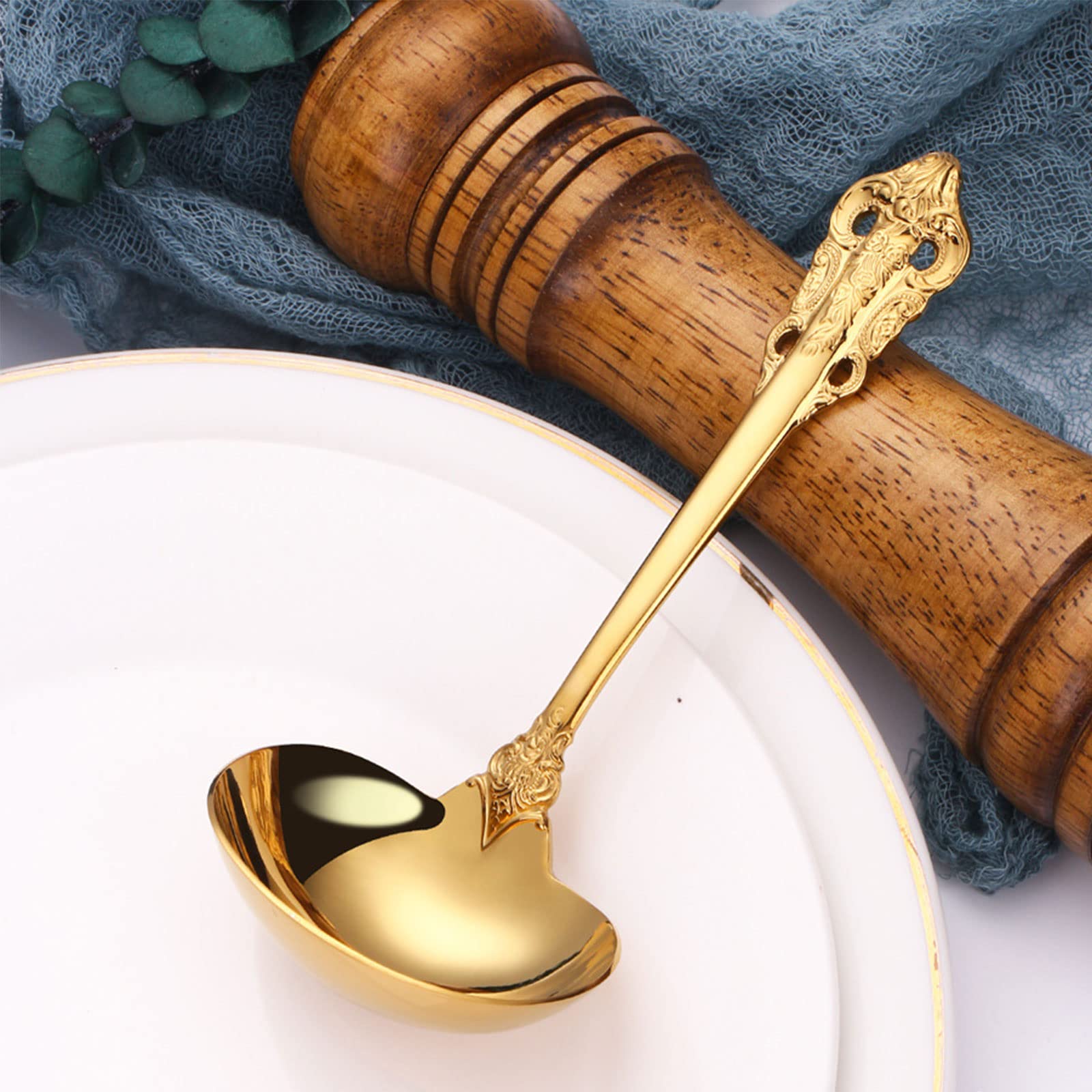 Stainless Steel Soup Spoon Serving Ladle Tableware Kitchen Accessory For Soup Gold Big Scoop Soup Dipper With Handle Soup Ladle For Serving Large Stainless Steel