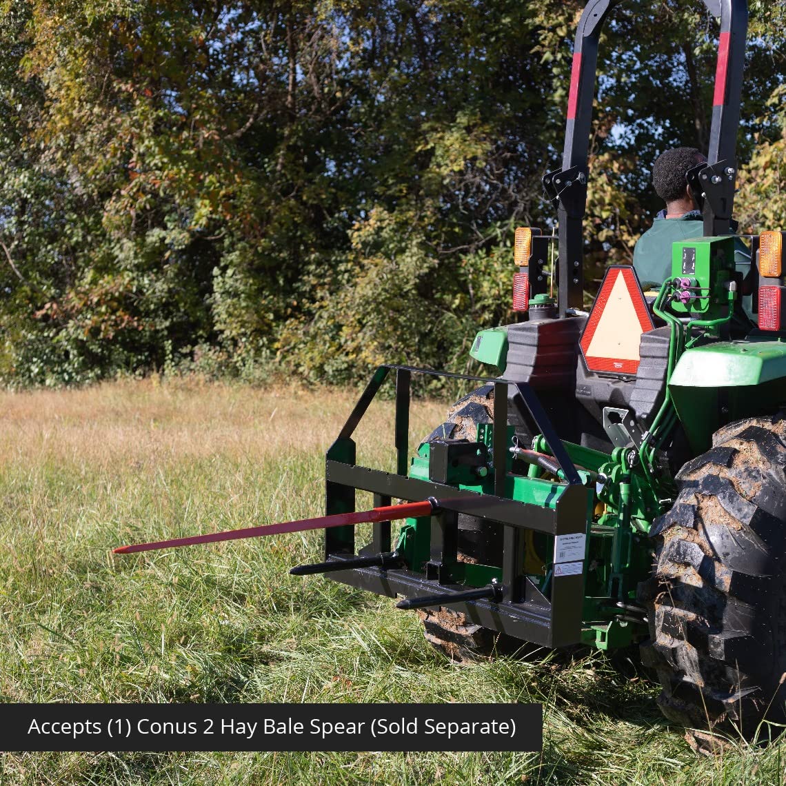 Titan Attachments Pallet Fork Frame Attachment, Fits Cat I & II Tractors, Rated 4,000 LB, Rack, Receiver Hitch, Spear Sleeves