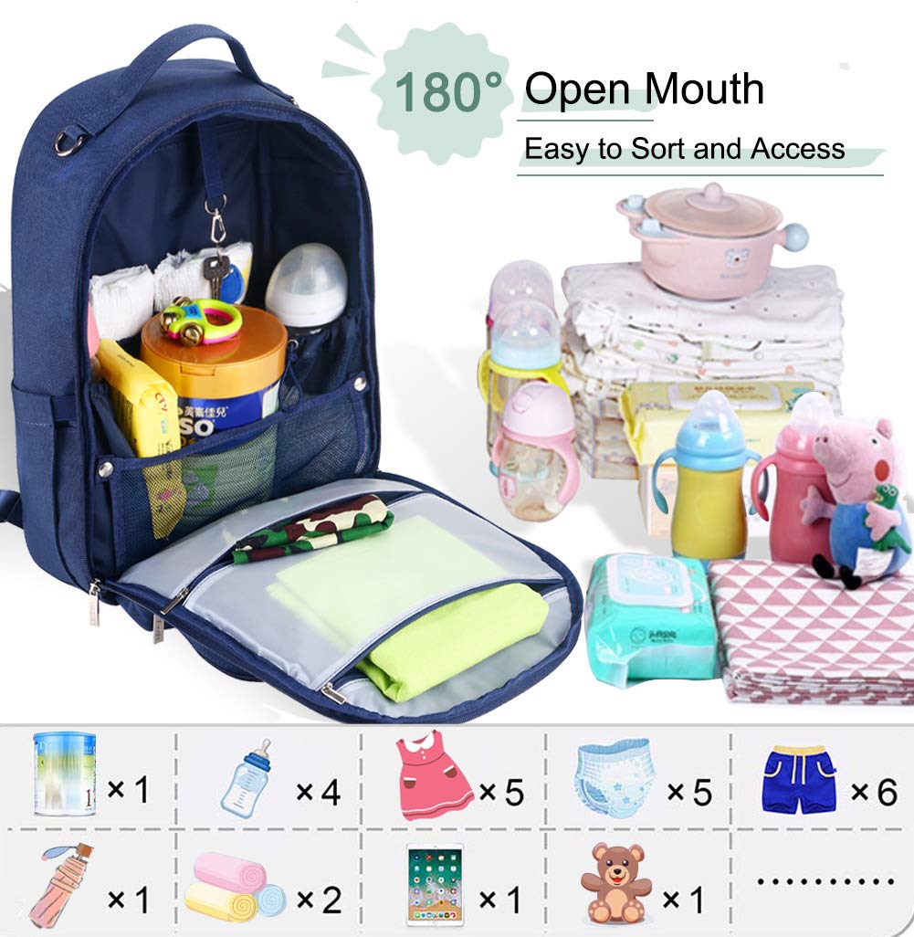 Voova oova Diaper Bag Backpack, Multifunction Travel Back Pack Maternity Baby Nappy Changing Bags with Changing Pad & Stroller Straps, Large Capacity,Waterproof and Stylish for Mom and Dad, Black