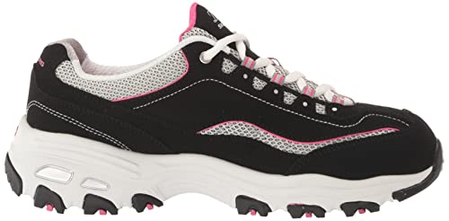 Skechers womens D'lites - Life Saver Memory Foam Lace-up Sneaker,Black/Pink,8 M US