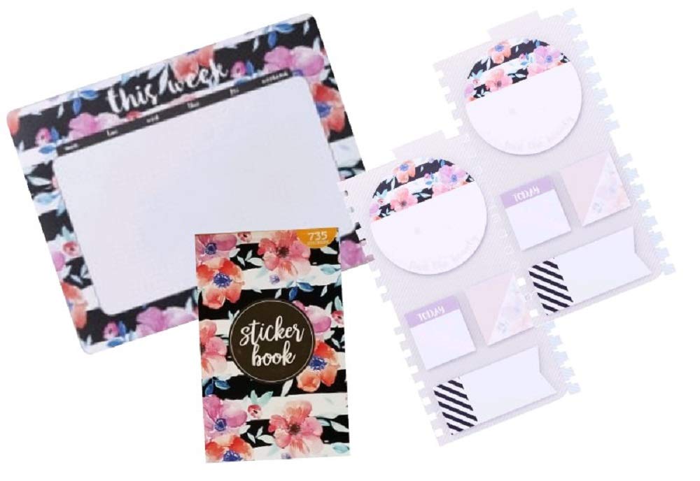 Weekly Calendar Desk Pad, 2 Packs Sticky Notes, Stickers, 4 Piece Bundle