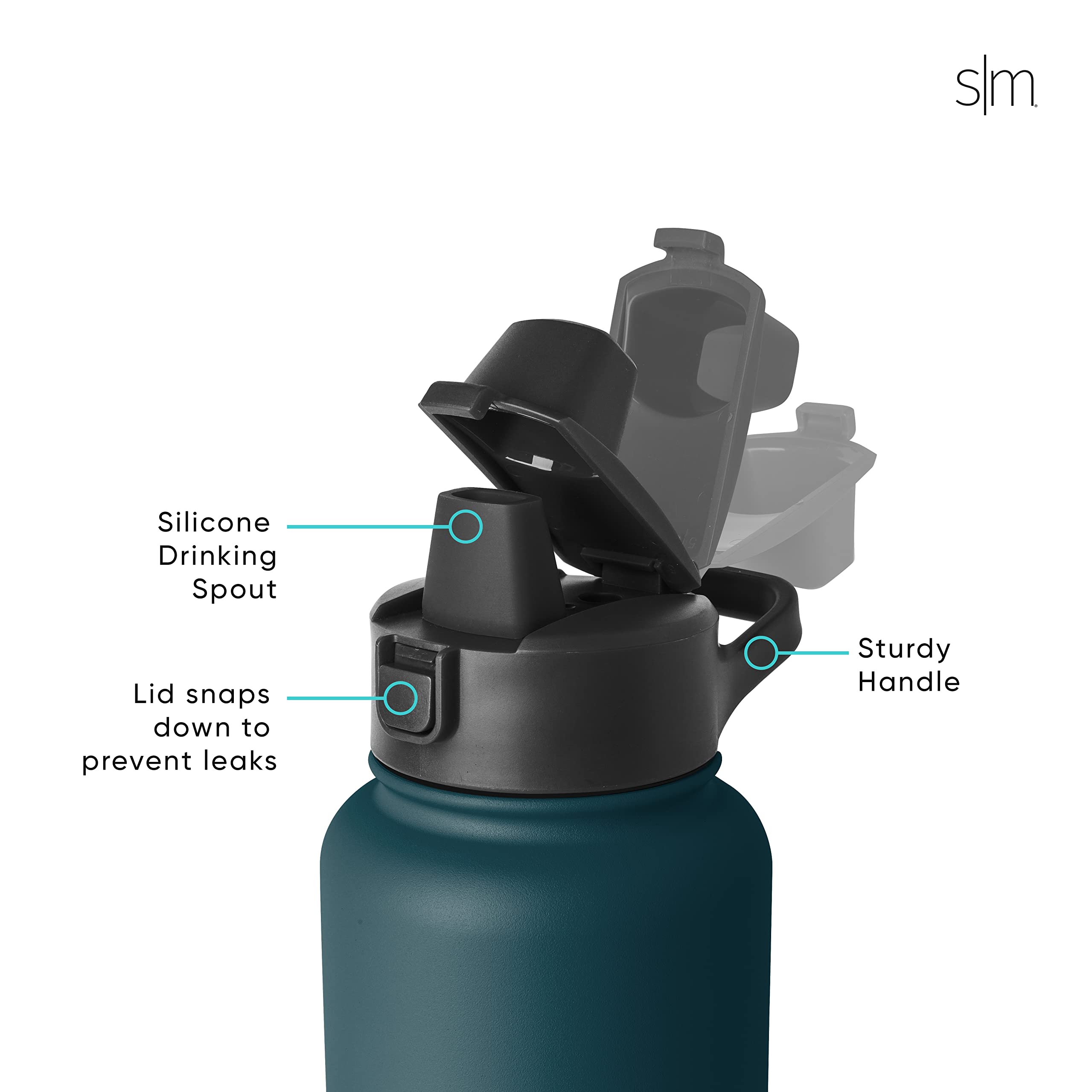 Simple Modern Flip Silicone Straw Lid | Leakproof Replacement Cap | Fits All Summit and Hydro Flask Wide Mouth Water Bottle Sizes | Summit Collection | Riptide