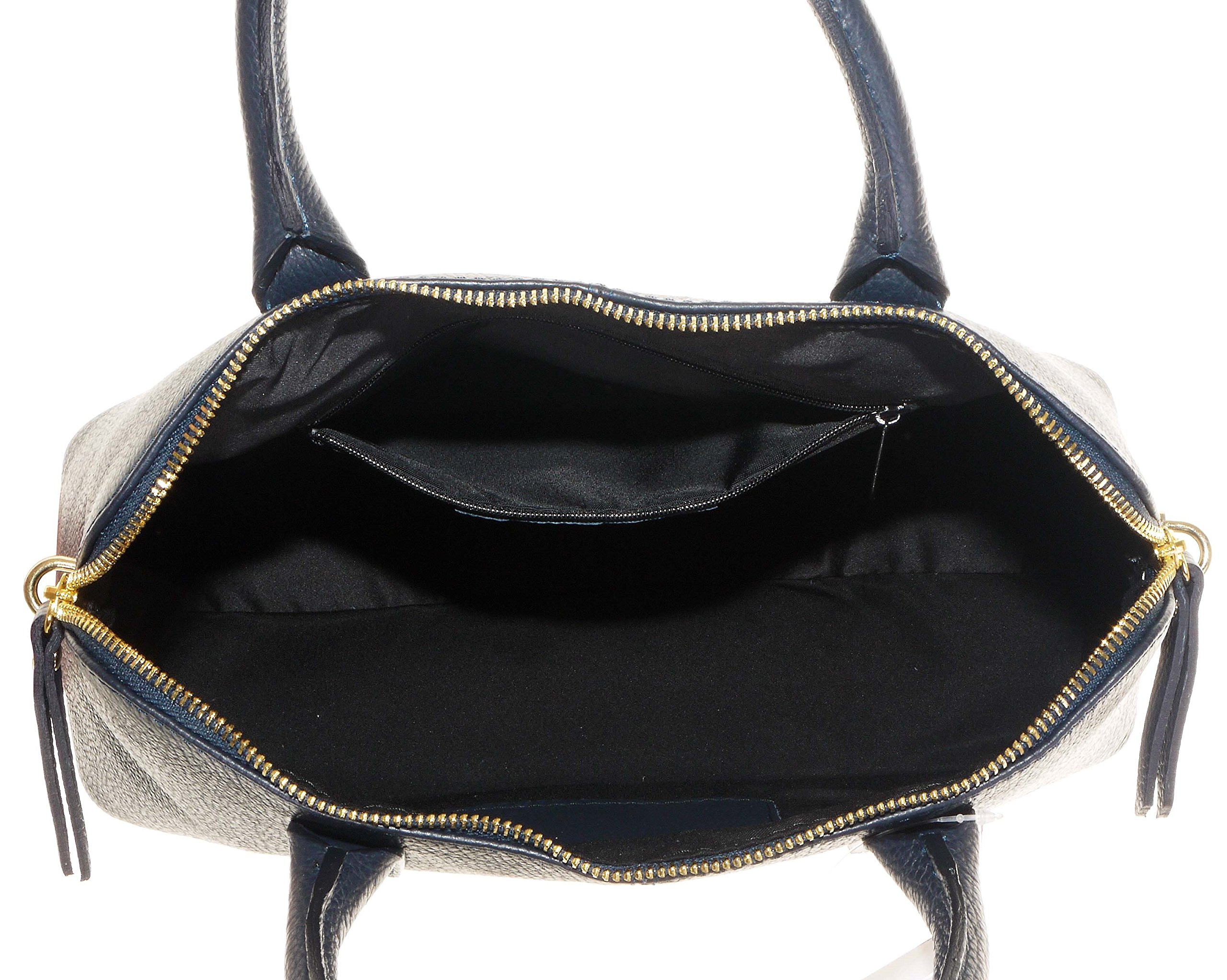 PRIMO SACCHI Italian Textured Navy Blue Leather Bowling Style Tote Grab Shoulder Bag Handbag Purse