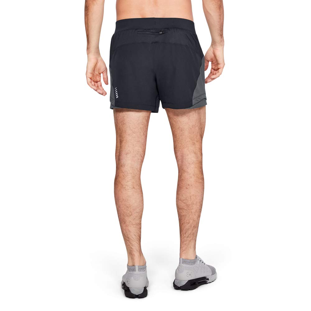 Under Armour Qualifier Speedpocket 5'' Shorts, Black (002)/Reflective, 3X-Large