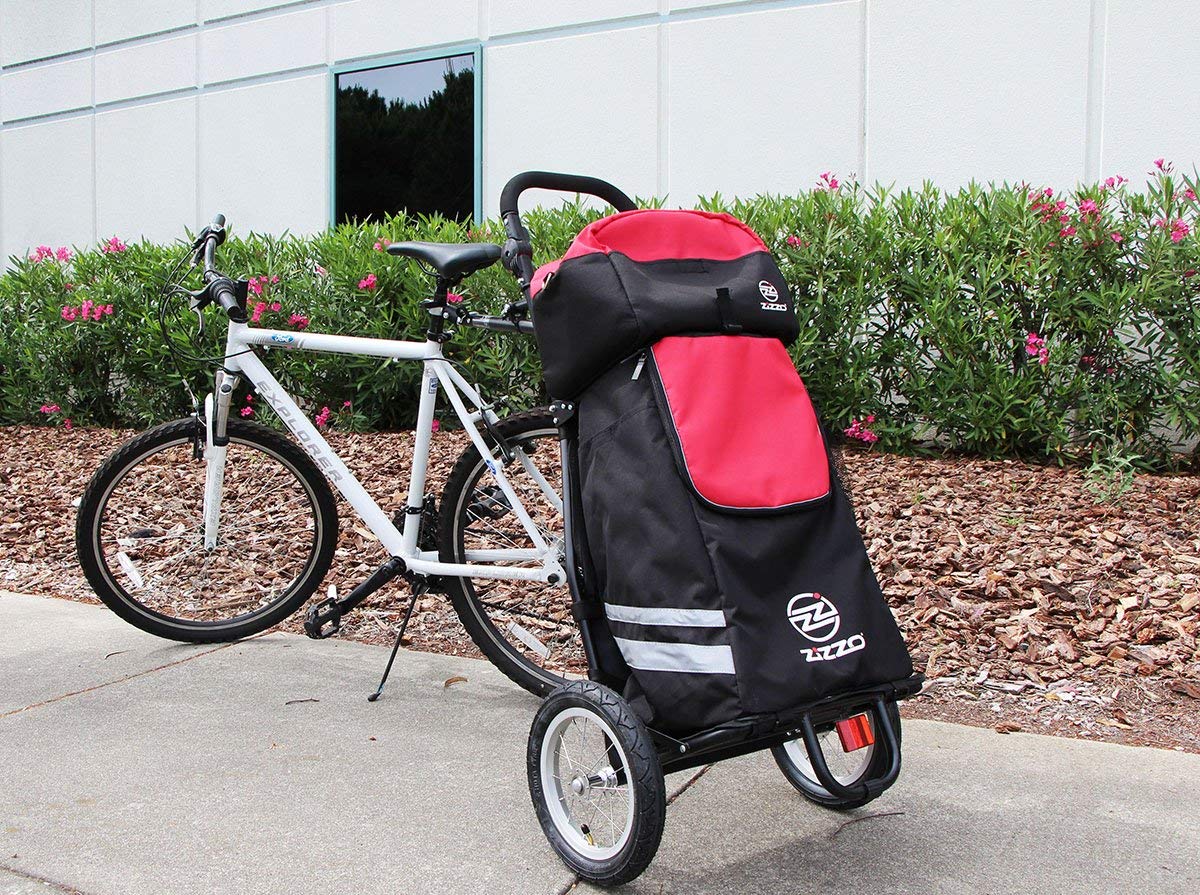 ZiZZO Compact Folding Cargo Bike Trailer with a Free Tote Bag and a Free Large Shopping Bag