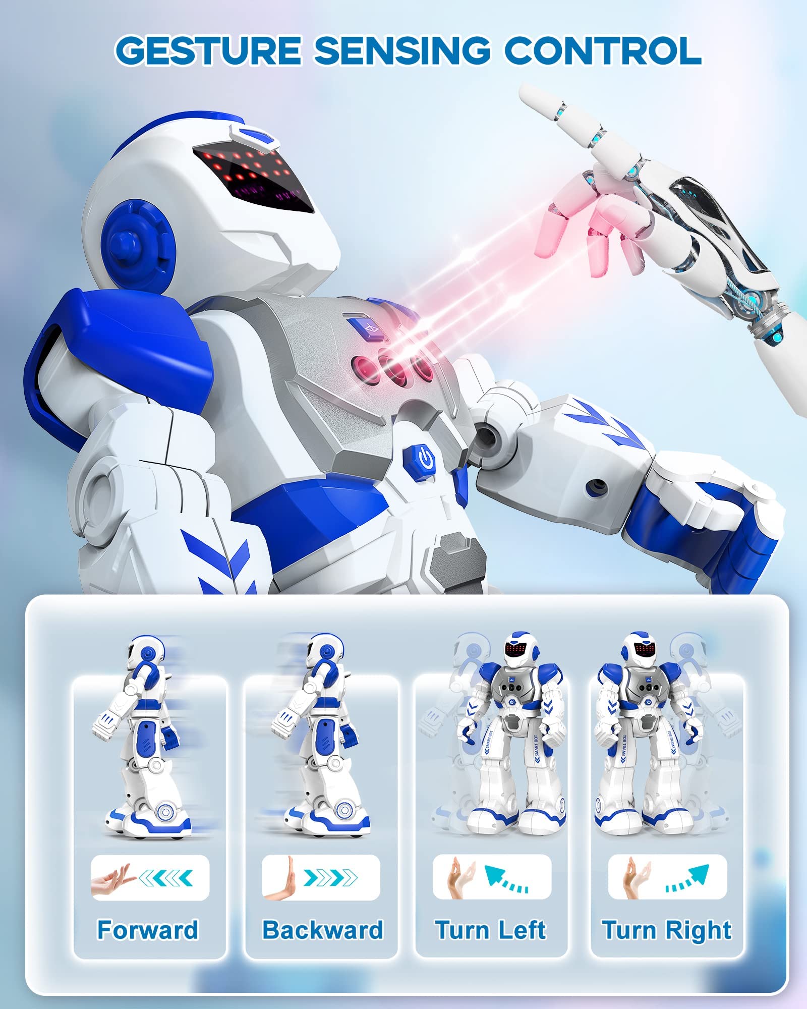 SONOMO Upgraded RC Robot for Boys Ages 6-9 - Intelligent Programmable Toy with Gesture Control (Black)