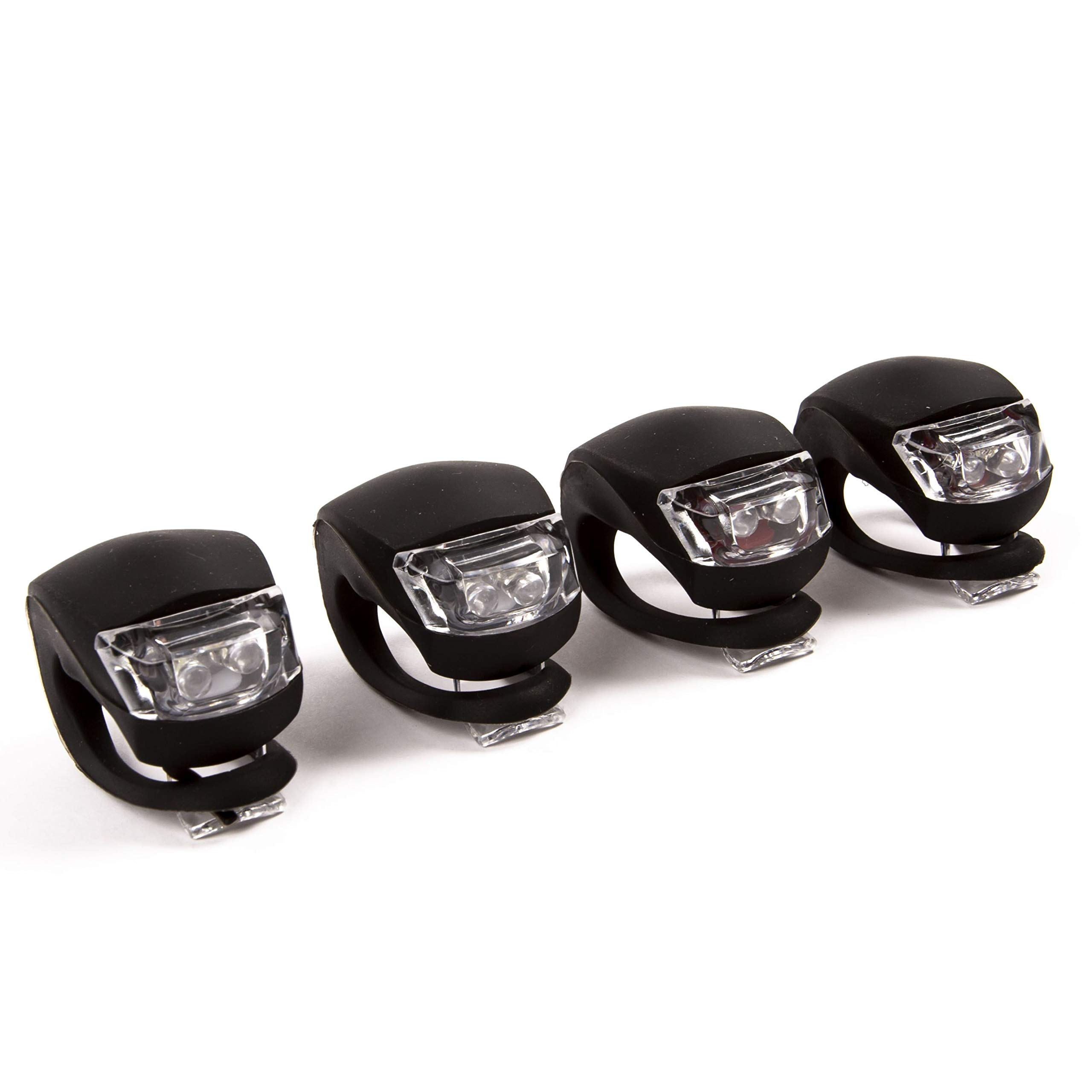 VeloChampion Bike Lights Front and Back Set of Red & White Bright Bicycle Lights Front Rear with Waterproof Silicone Housing (4 Bike Lights)