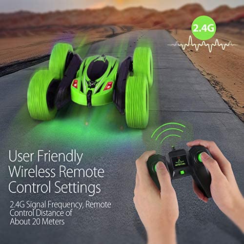 SIMILKY Remote Control Car, 4WD RC Stunt Car Rotate 360 Double Sided Race RC Car Maketheone Electric Stunt Rock Crawler Unstoppable RTR Buggy High Speed Rc Trucks (Green)