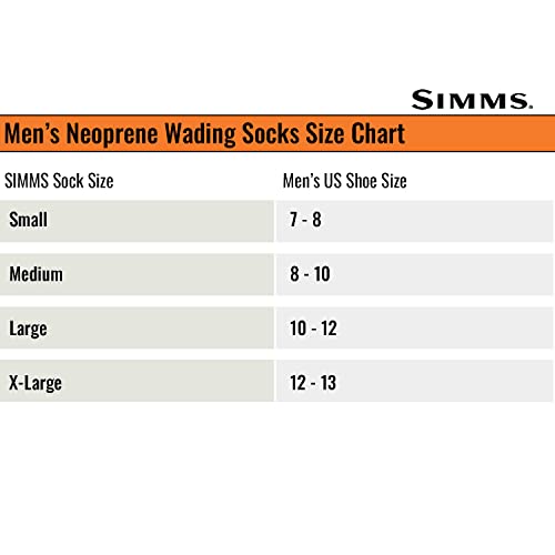 Simms Neoprene Wading Socks, Fly Fishing Wader Stocking w/Odor Control, Large