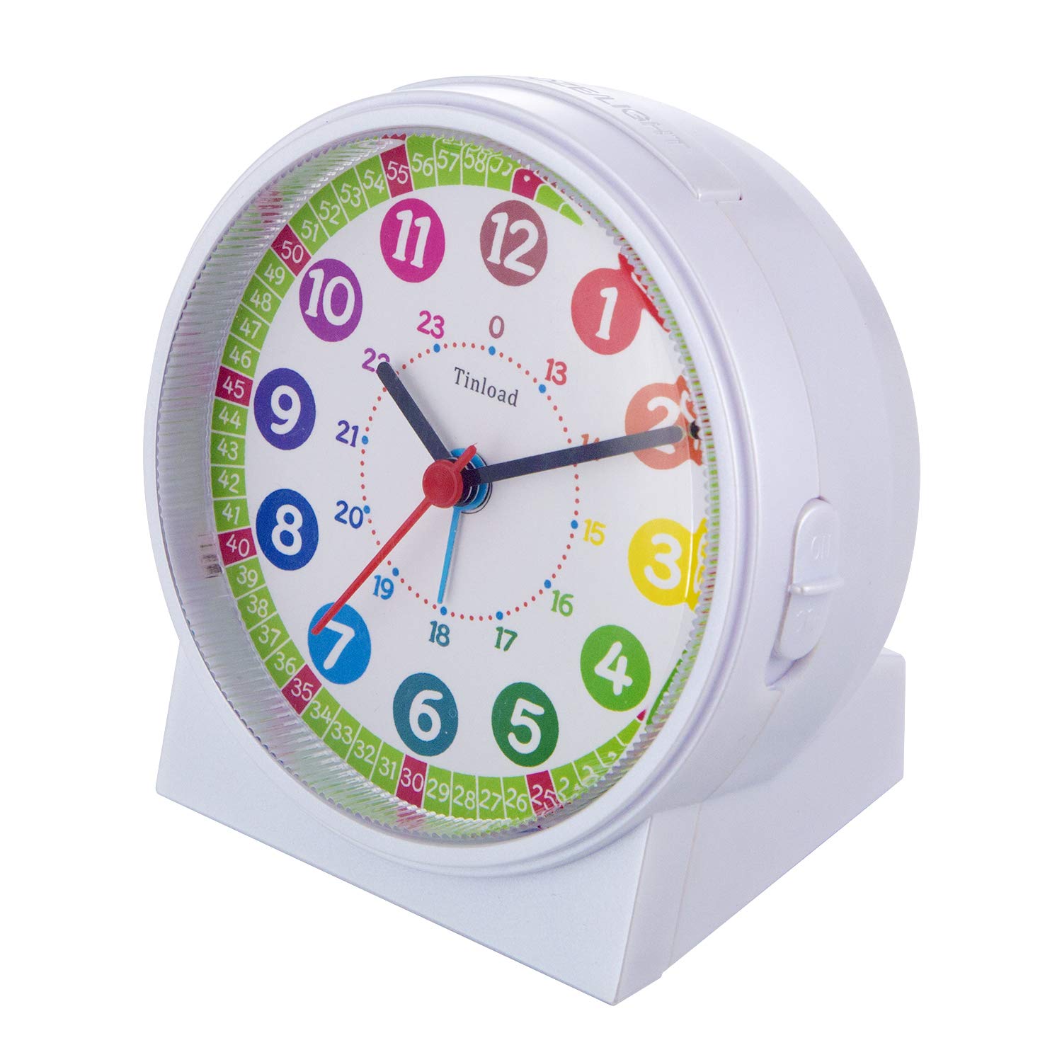 Tinload Analog Alarm Clock for Kids, Telling Time Teaching Design, Silent Non Ticking, Increasing Beep Sounds, Battery Operated Snooze and Light Functions