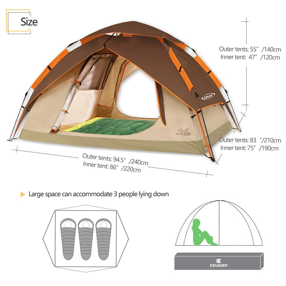 ZOMAKE Instant Tents for Camping 3Person