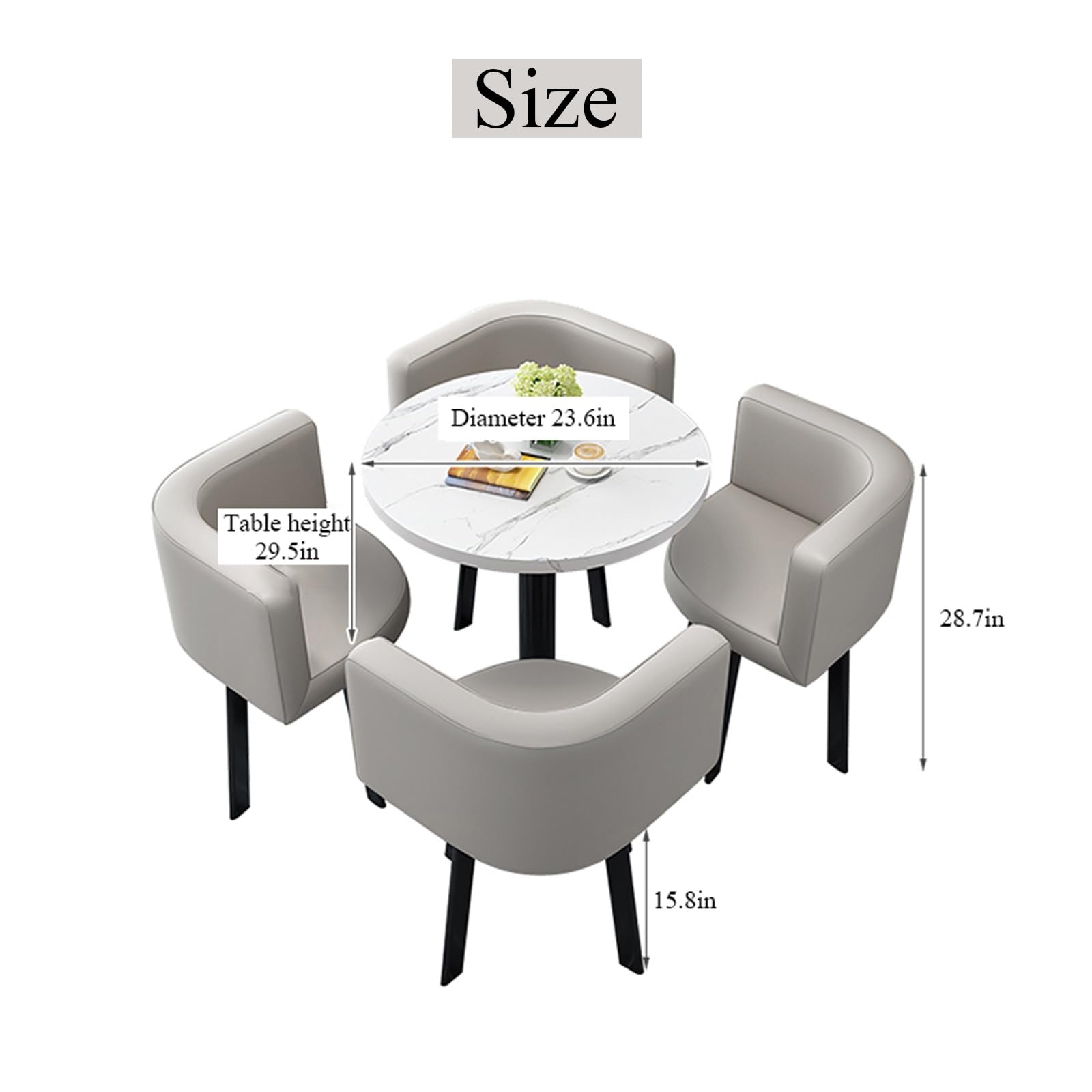 Round dining table set for 4, kitchen table and chairs for 4, Suitable for living room, restaurant, cafe, leisure reception desk and chair combination, Square table/round table, various specifications