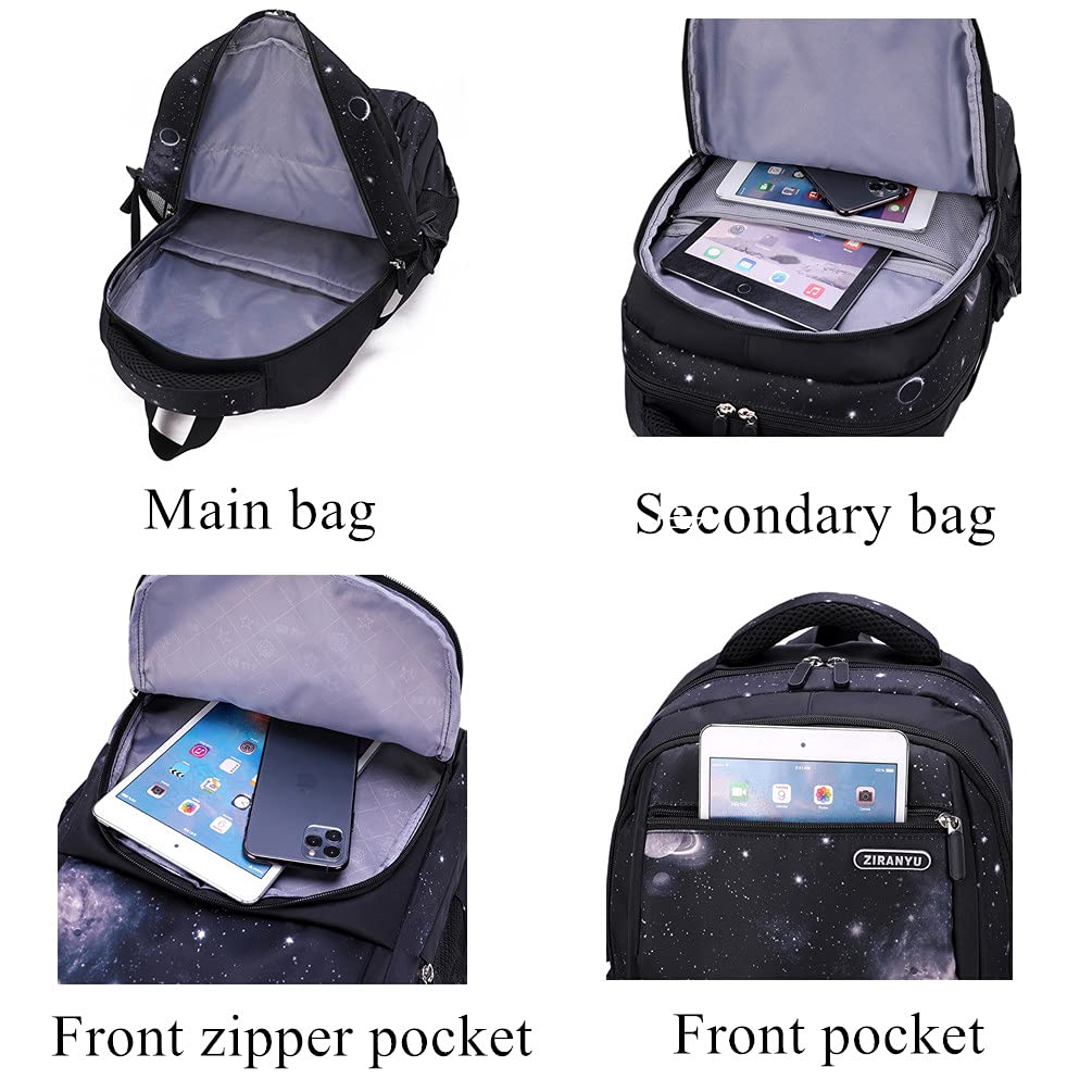 Sky Printed Trolley Backpack Primary School Removable Rolling Daypack Middle School student Bookbag for boys