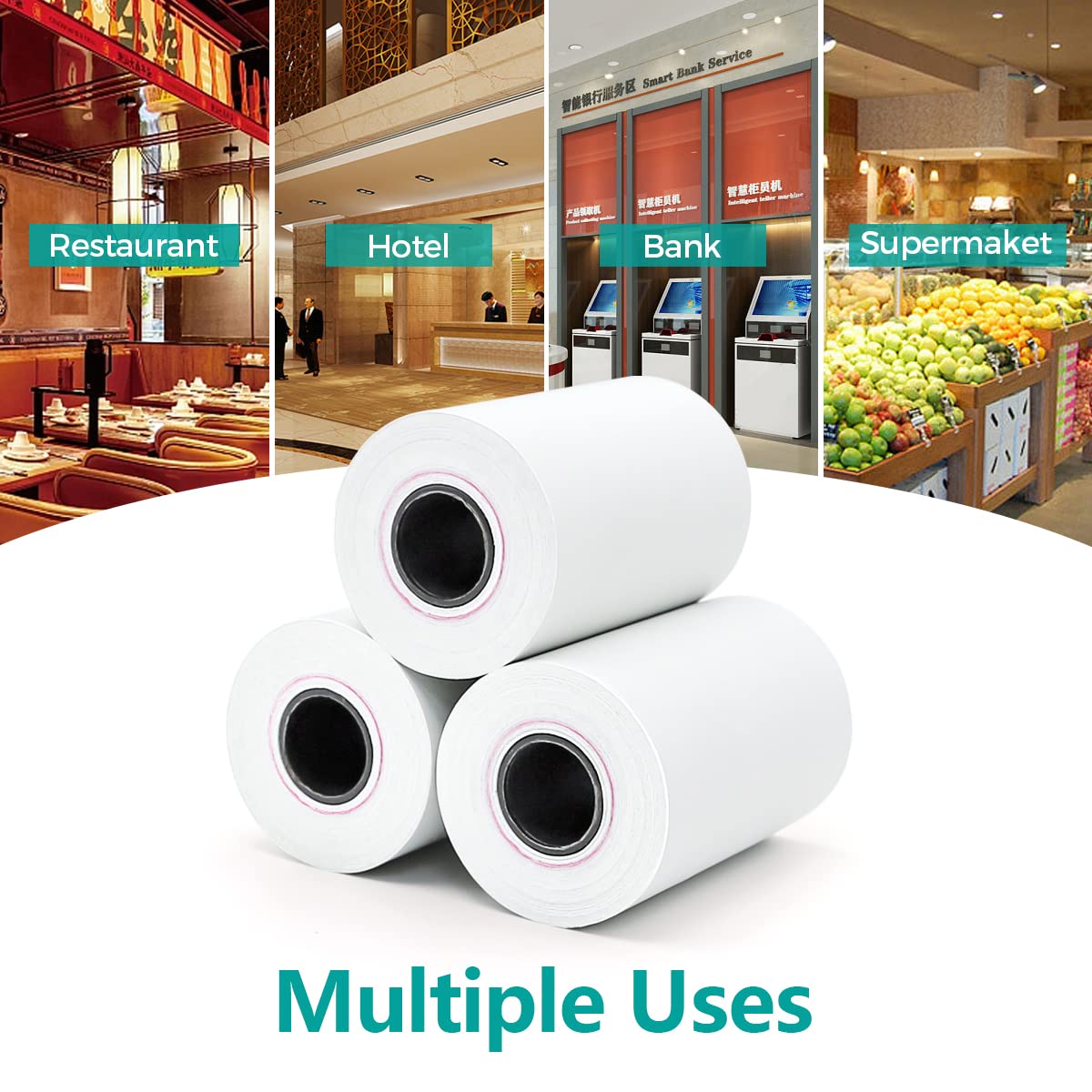 STANYOAR- 2 1/4" X 50'Thermal Receipt Paper Cash Register Rolls BPA FREE -10 rolls,compatible with Verifone VX520