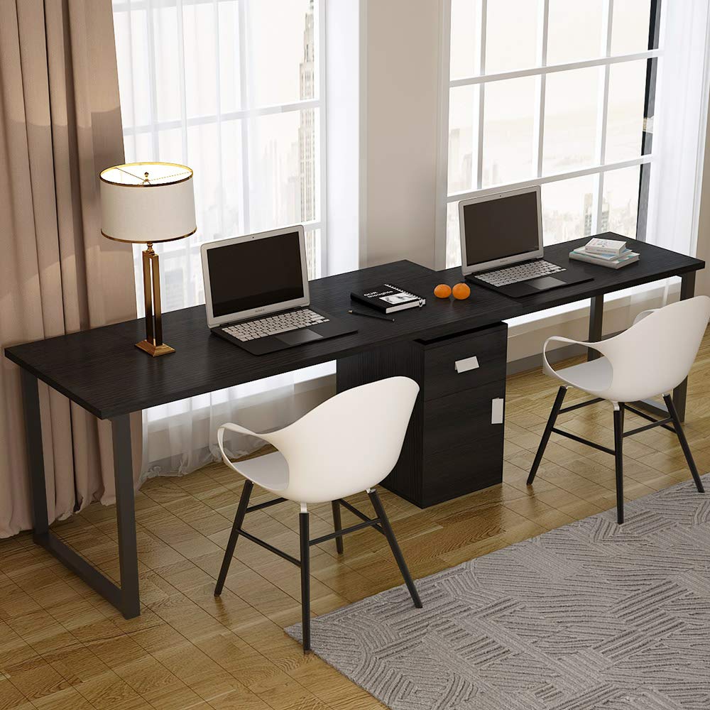 Tribesigns Rotating L-Shaped Computer Desk, 55 Inches Modern Corner Computer Desk Large Study Executive Office Desk Writing Table with Storage File Cabinet for Home Office (Black)