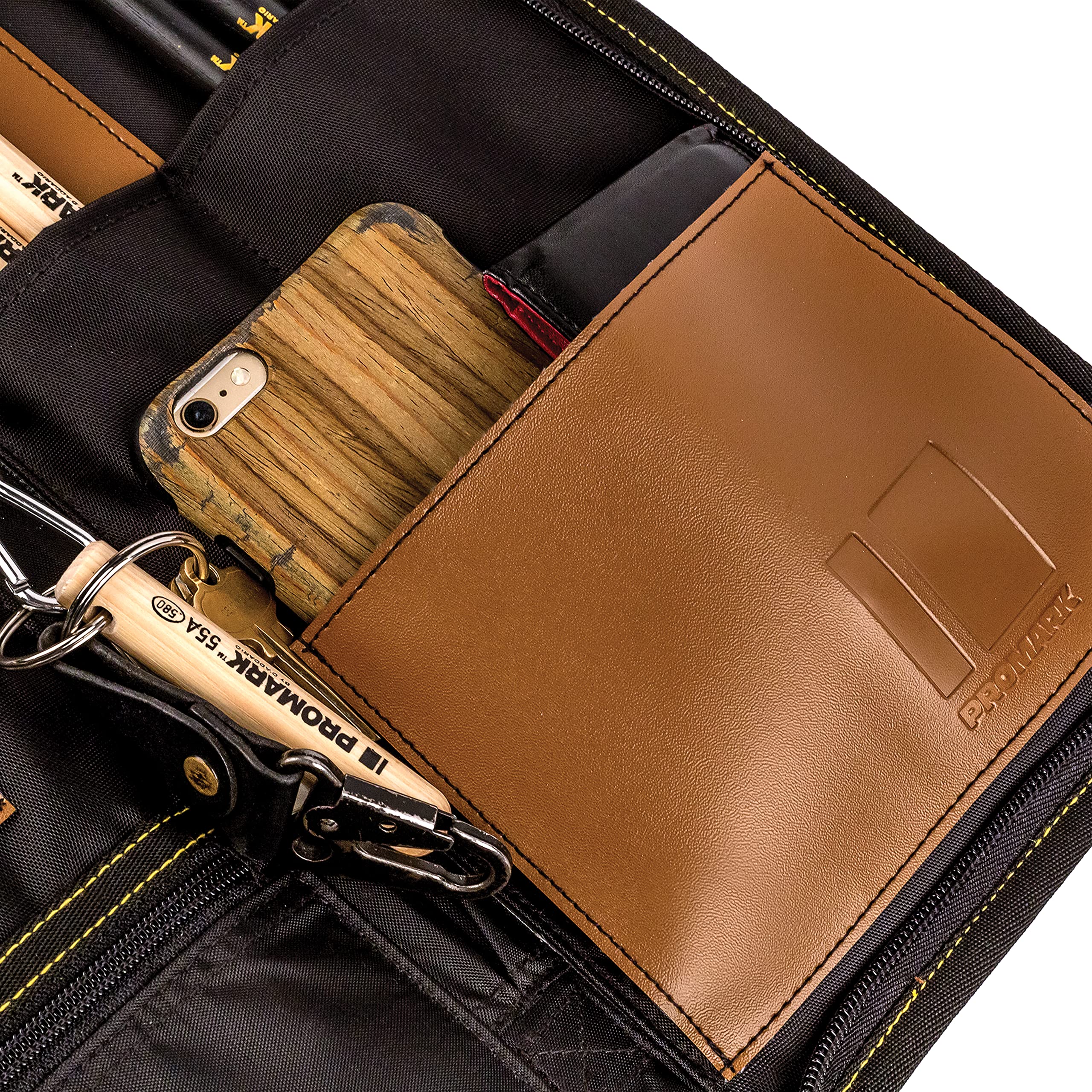 ProMark Drum Stick Bag - Transport Deluxe Drumstick Holder - Drum Sticks Holder Made from Weatherproof Ballistic Nylon and Synthetic Leather - Drumstick Bag Mounts to Tom Drum