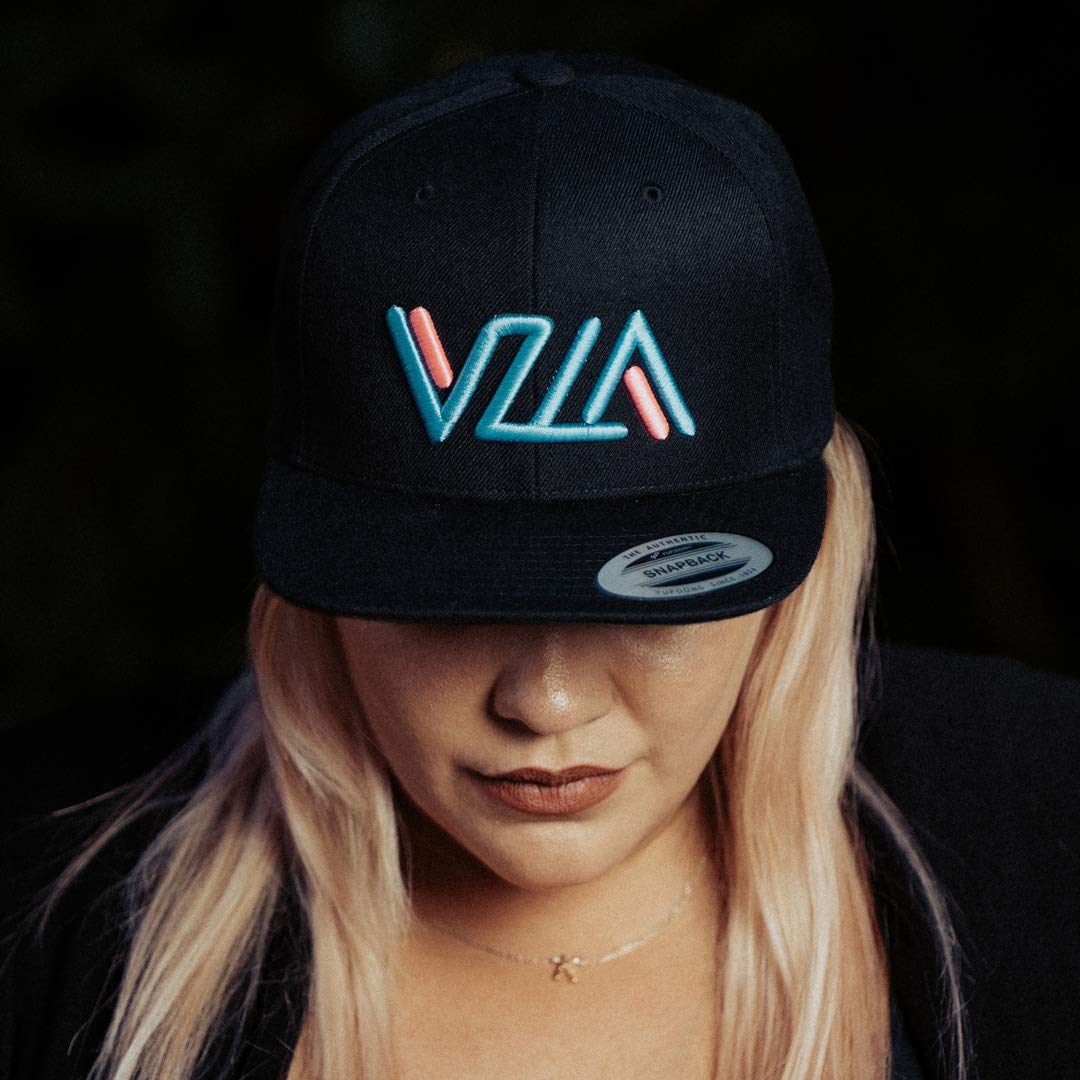 VZLA Snapback hat Flat Bill Cap Premium Quality Durable Comfortable Fit (Black/Vice)