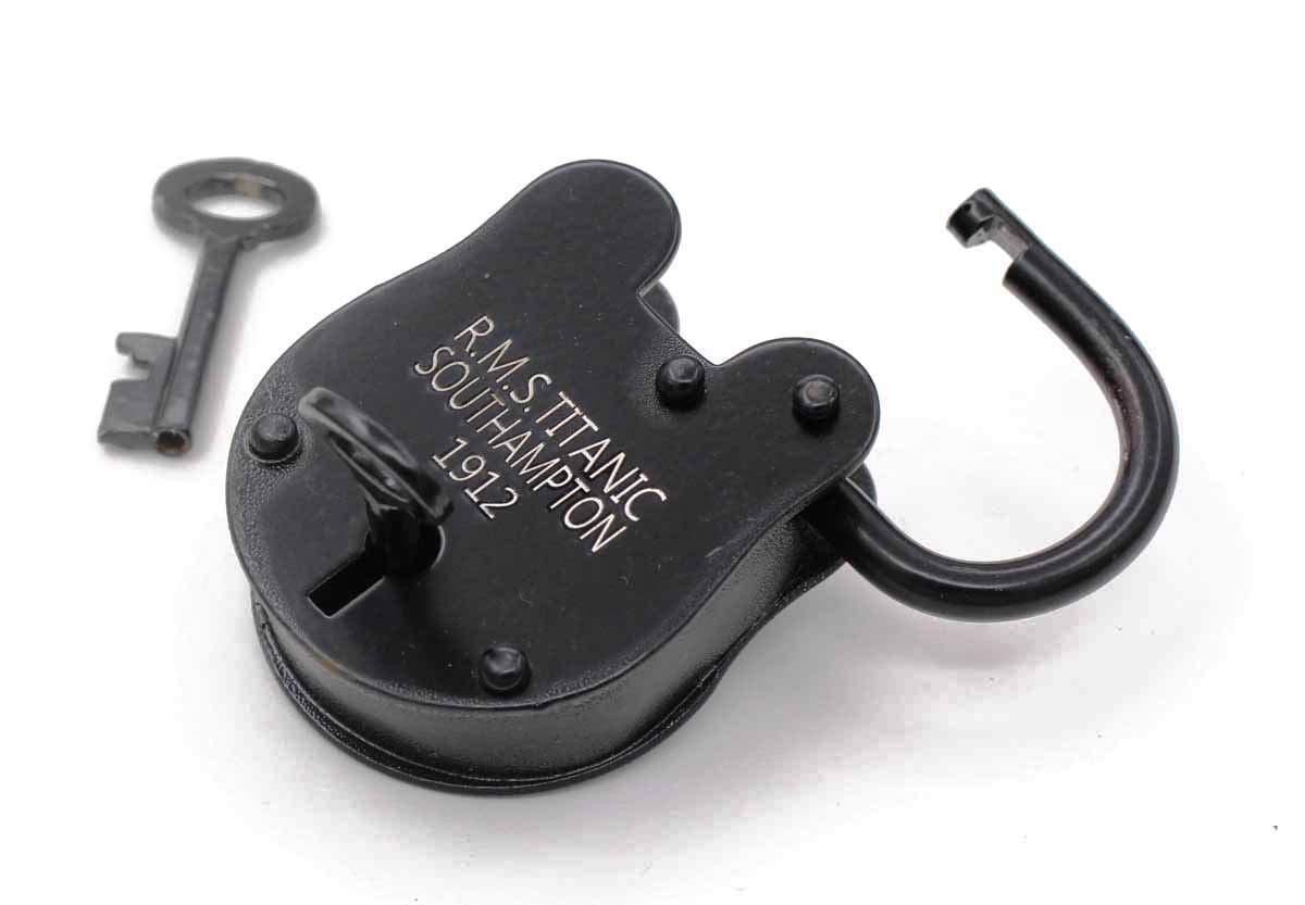 RII Iron RMS Titanic Model Padlock, Iron Jailer Lock and Keys, Addition to Pirate, Medieval & Western Collections, Antique Fully Functioning Cast Iron Lock, Old Trunk Lock 3 Inches, Medium