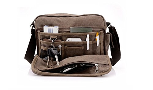 SCL Men's Classic Messenger Canvas Bags Cross Body Satchel Bag Shoulder Bag (Brown)