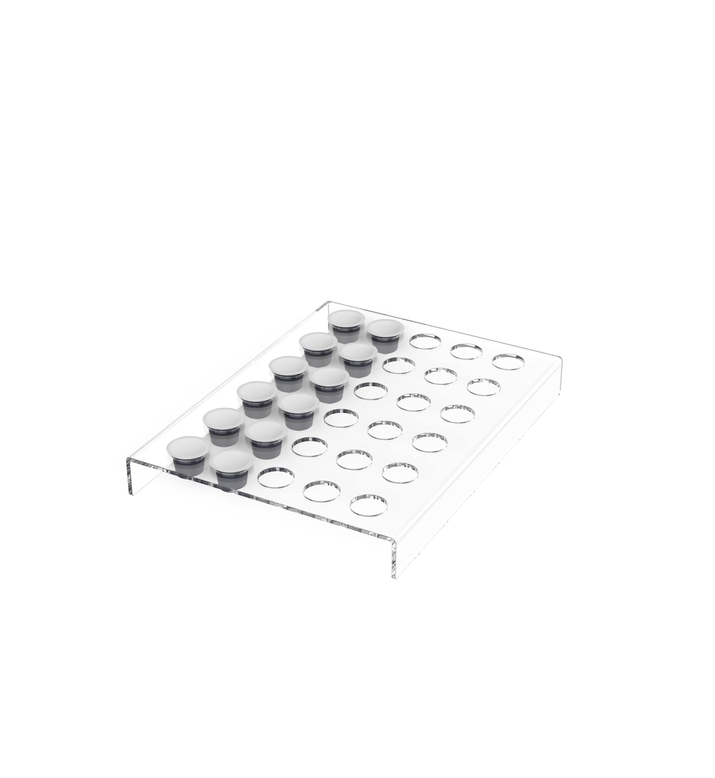 XIAOMANSHANGWU Coffee Pod Holder Organizer Tray,Clear Acrylic Coffee Pod Organizer for 30 Nespresso Capsule Pods,Countertop or In Drawer Storage for Office,Home or Kitchen, 30 Pods