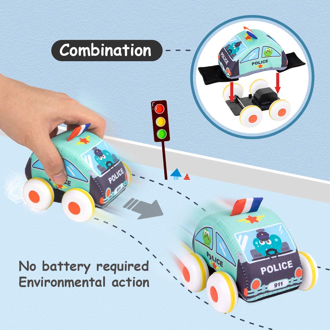 UNIH Baby Activity Gym Rack Piano Fitness Playmat & Pull-Back Vehicle Soft Toys with Play Mat