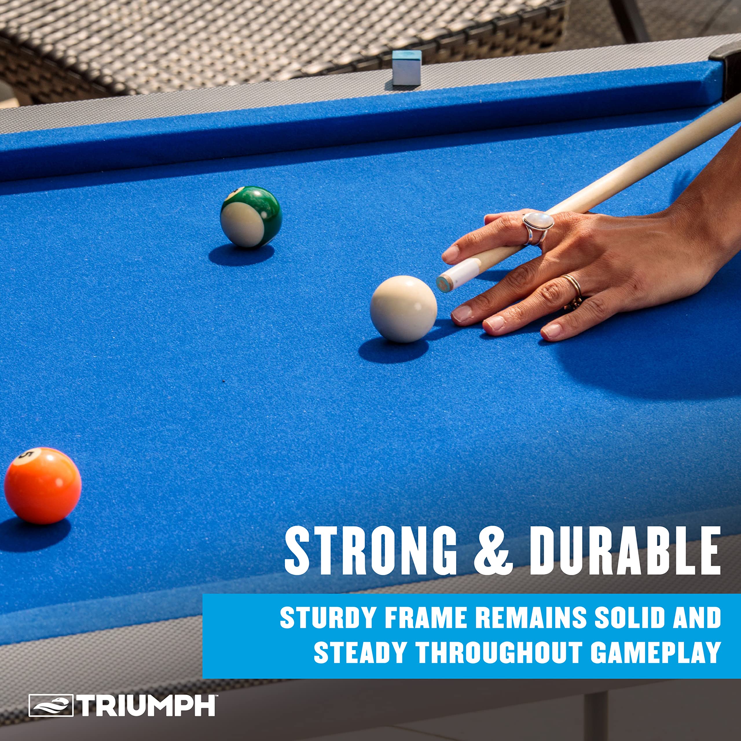 Triumph Sports 6β Portable Pop Up Folding Pool/Billiard Table with Folding Legs, Instant Assembly and Accessories Included, Blue, 72" (45-6051W)