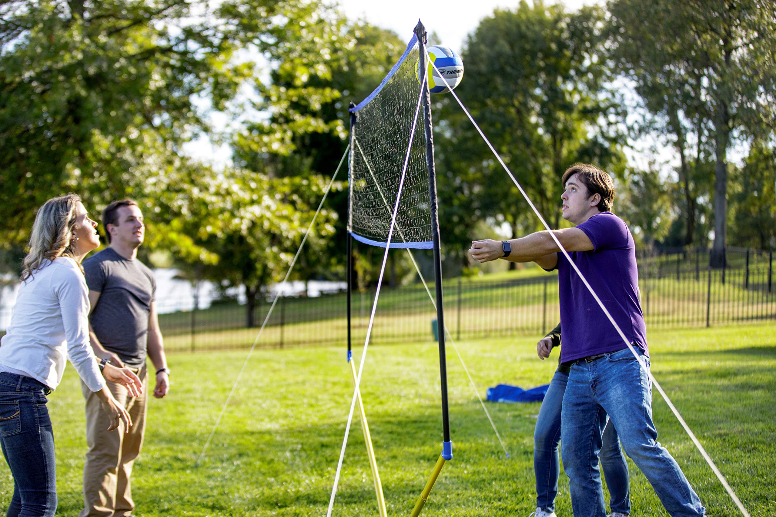 Triumph Sports Multi-Sport Versatile Combo Outdoor Game Net Set Includes Volleyball, Badminton, and Pickleball, Blue (35-7510-2)
